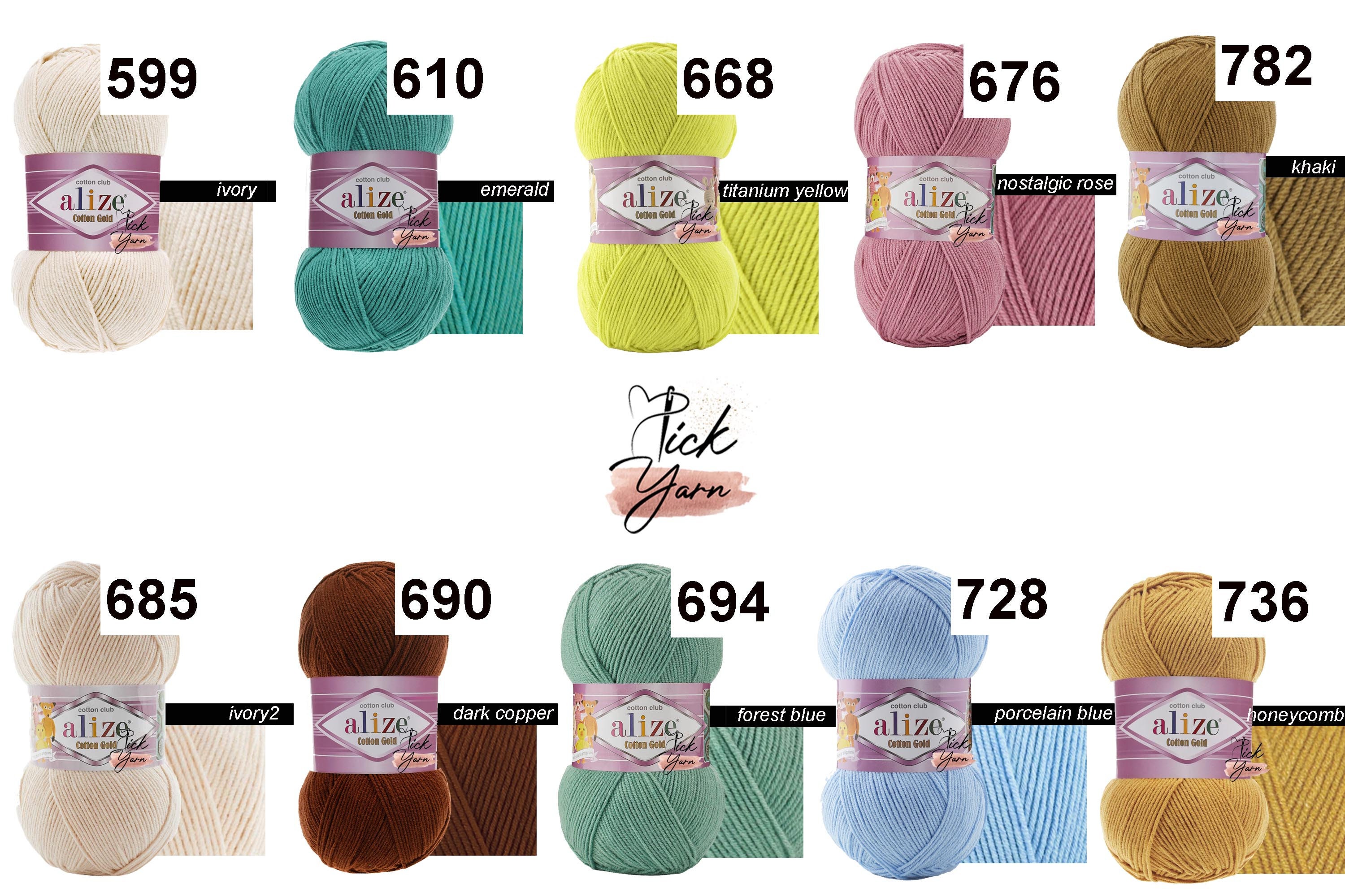 Alize Cotton Gold Yarn, Amigurumi Crochet Yarn, Mercerized Cotton ...