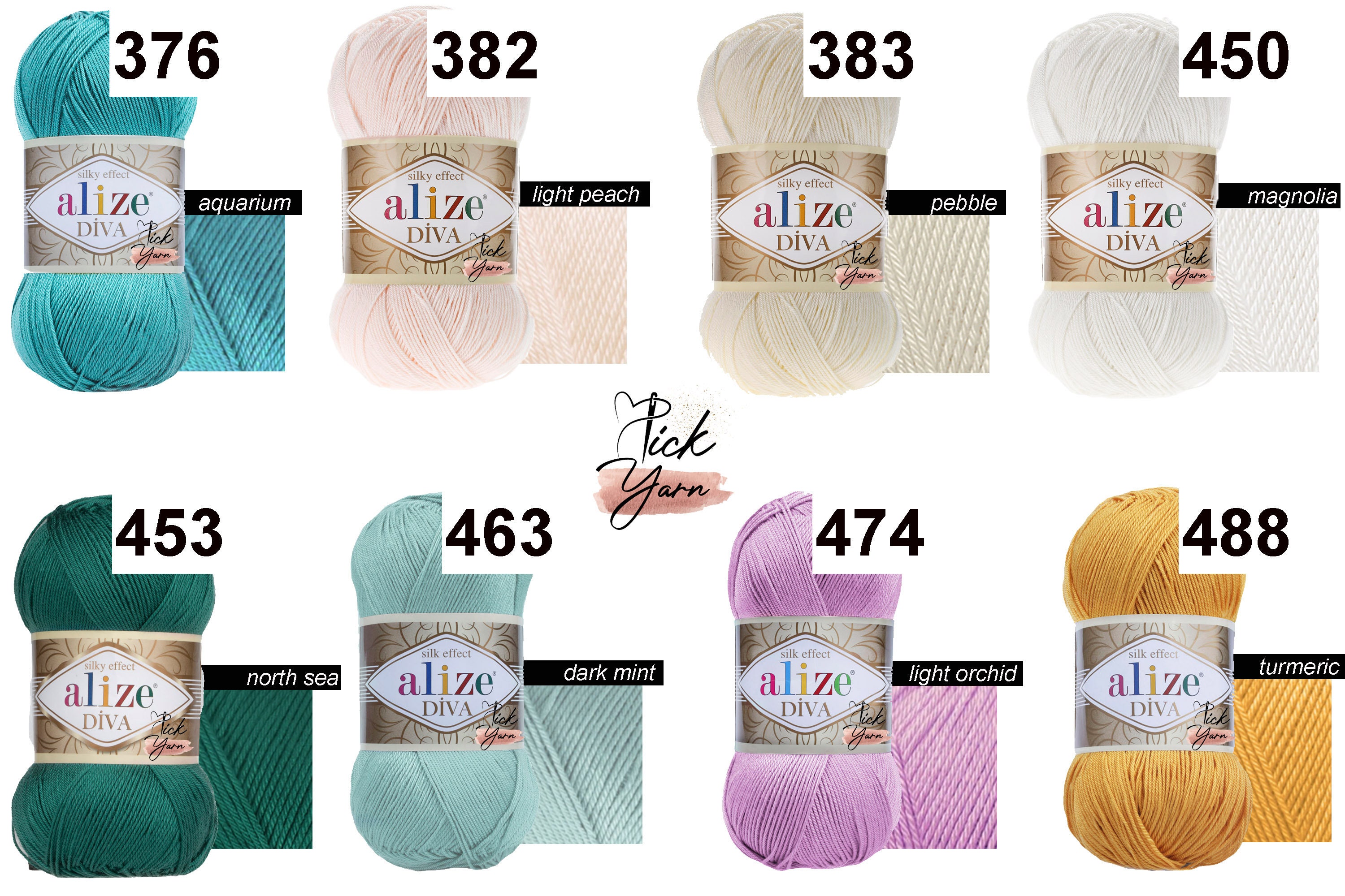 Alize Diva, Summer Knitting Yarn, Bikini Yarn, Doll Making Amugurumi Yarn, Crochet Yarn, Loop ...