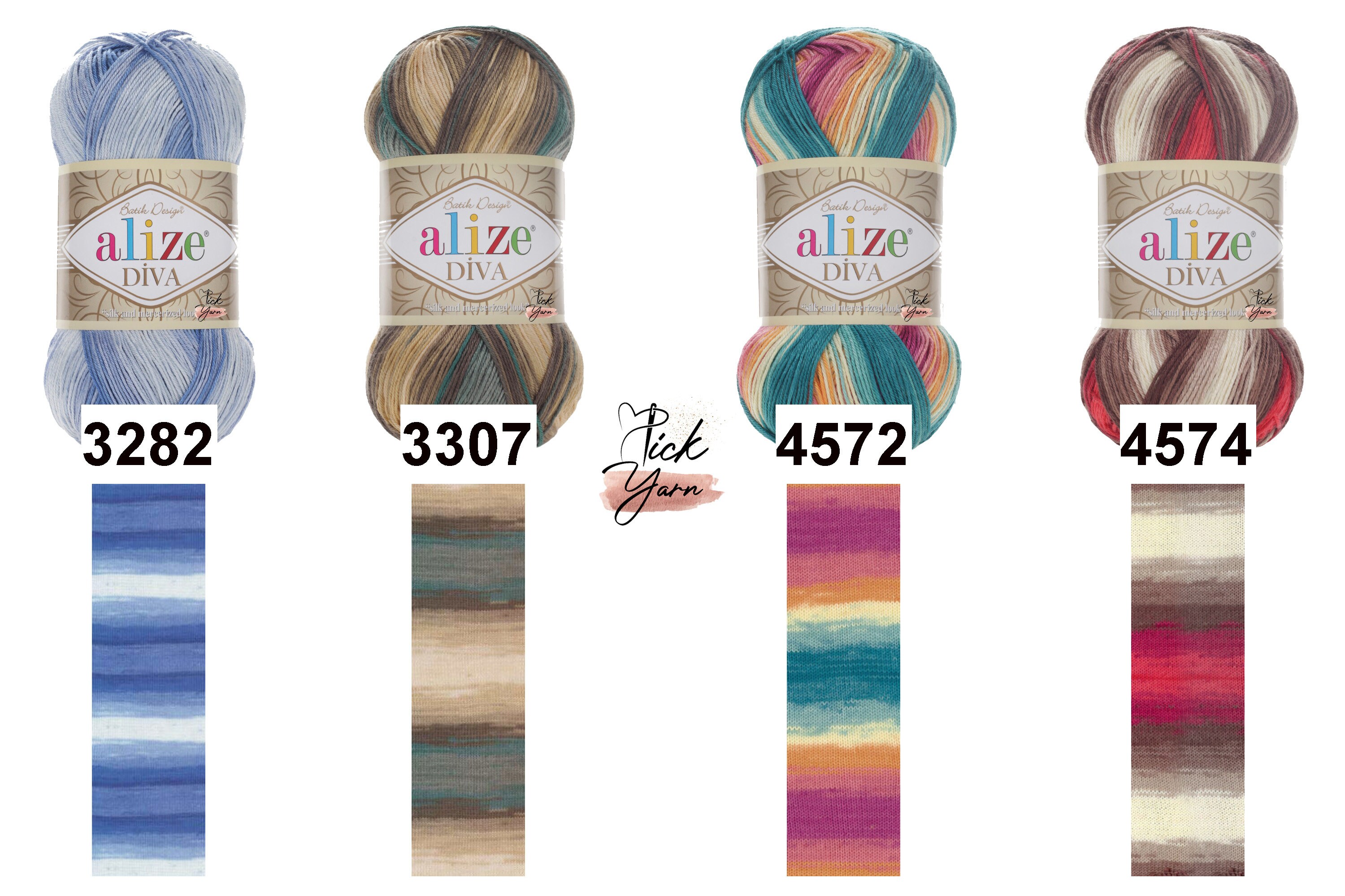 Alize Diva Batik Yarn, Alize Summer Acrylic Bikini Yarn, Amigurumi ...