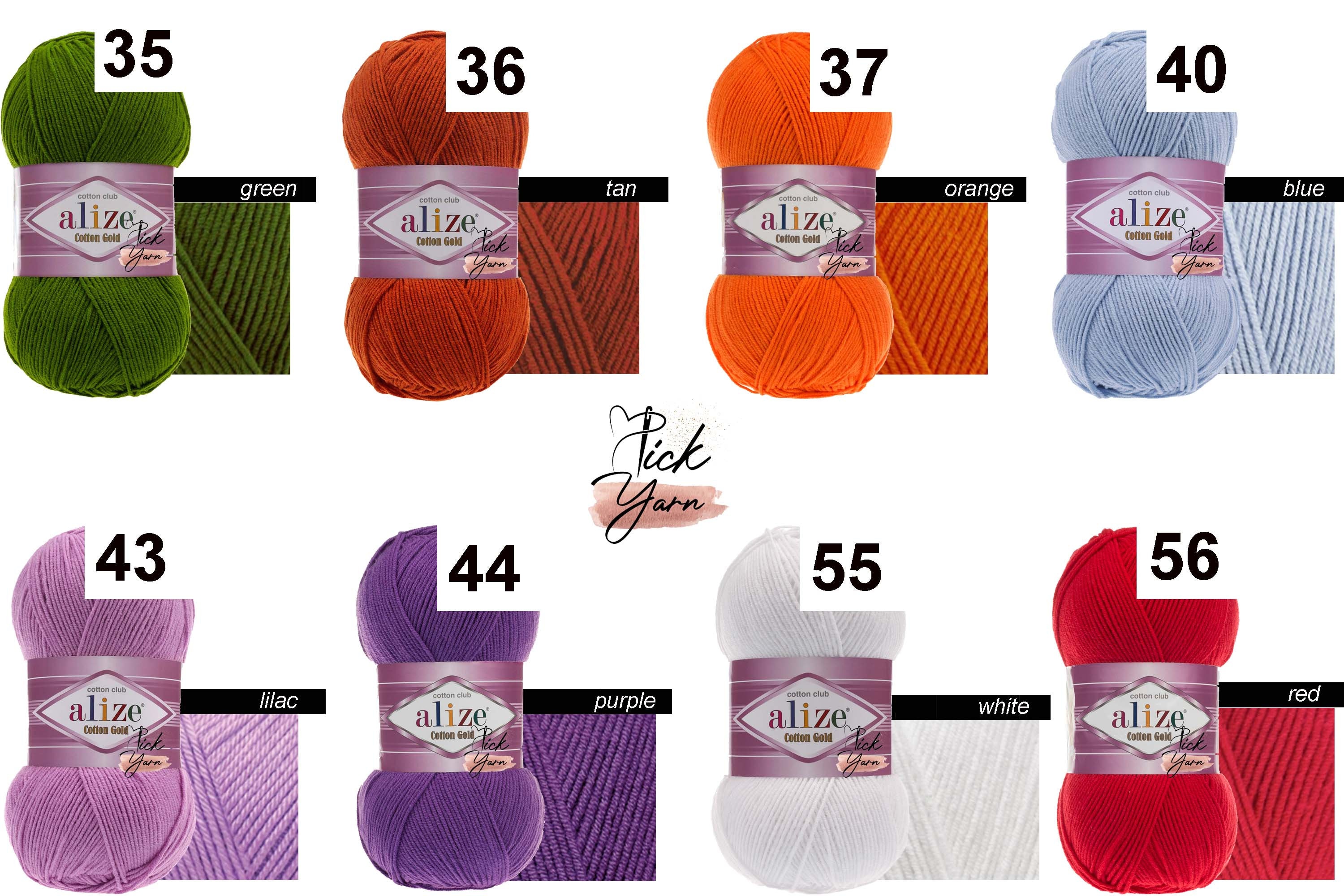 Alize Cotton Gold Yarn, Amigurumi Crochet Yarn, Mercerized Cotton ...