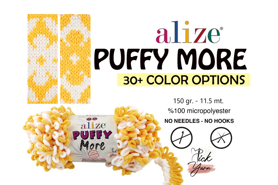 Alize Puffy More Yarn, Chunky Finger Loop Yarn, Suede Texture Puffy ...