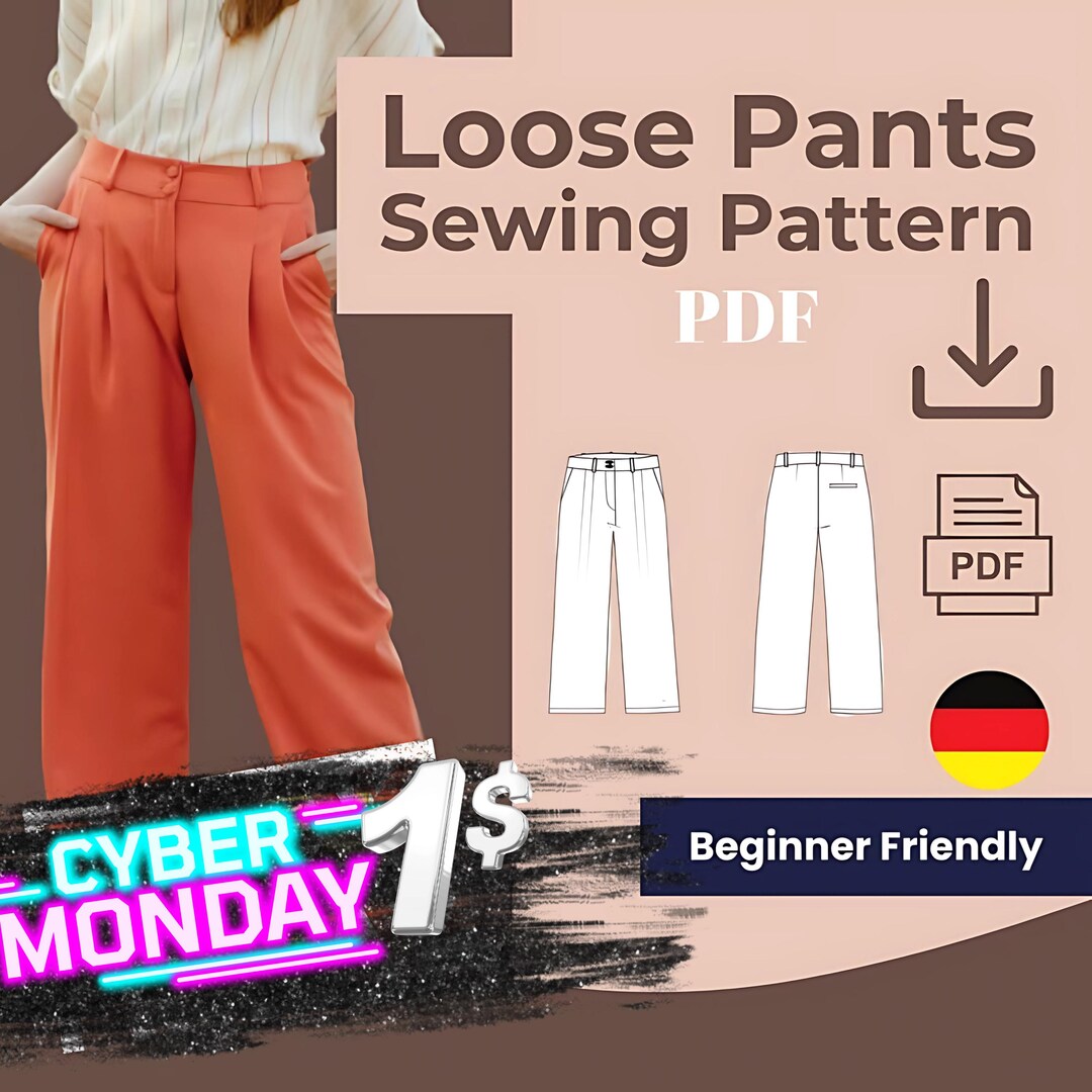Loose Pants Sewing Pattern PDF, Woman Pants Sewing Pattern PDF, Pants ...
