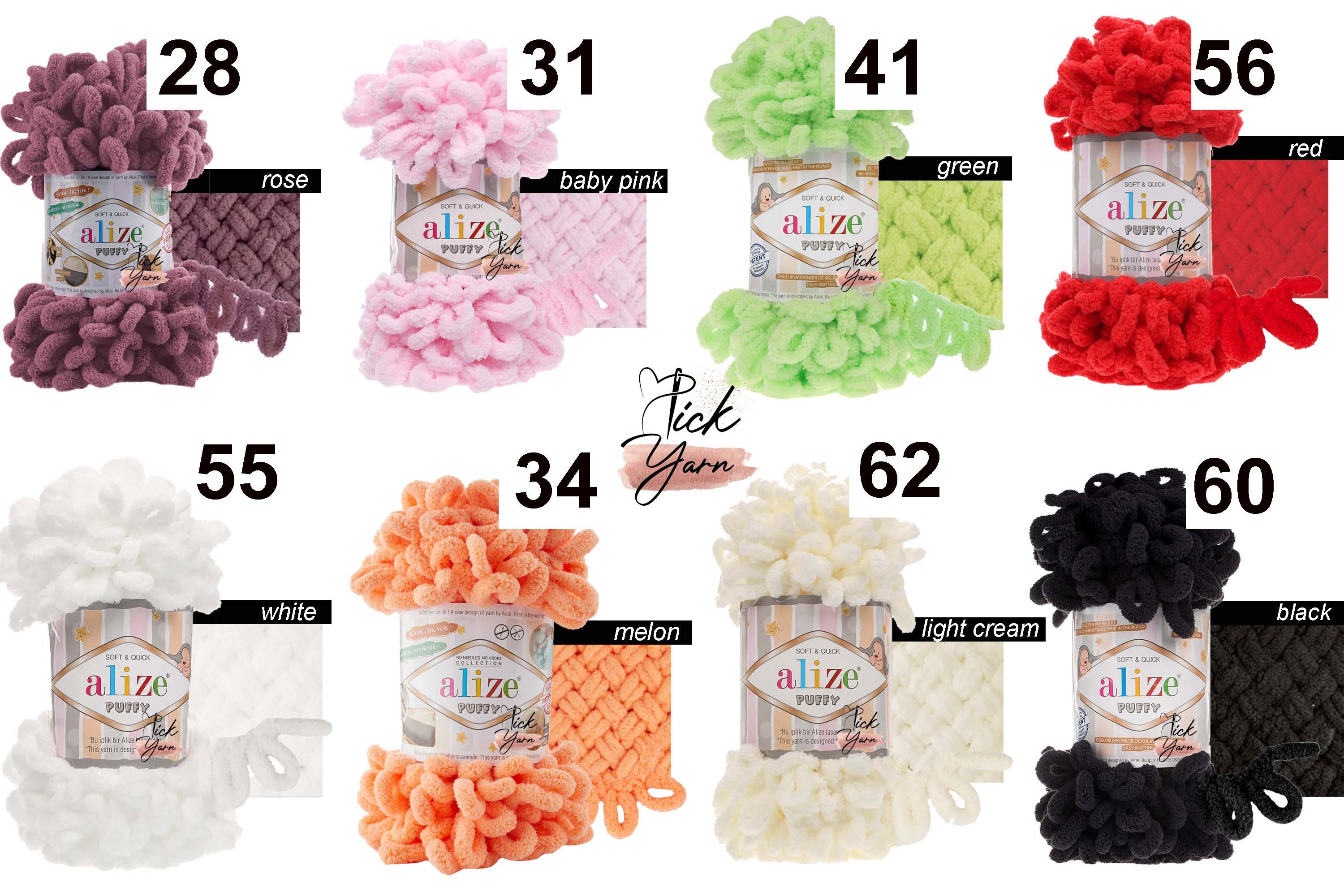 Alize Puffy Yarn, Alize Puffy Yarn Jumbo Bernat Loop, Baby Bulky Soft ...
