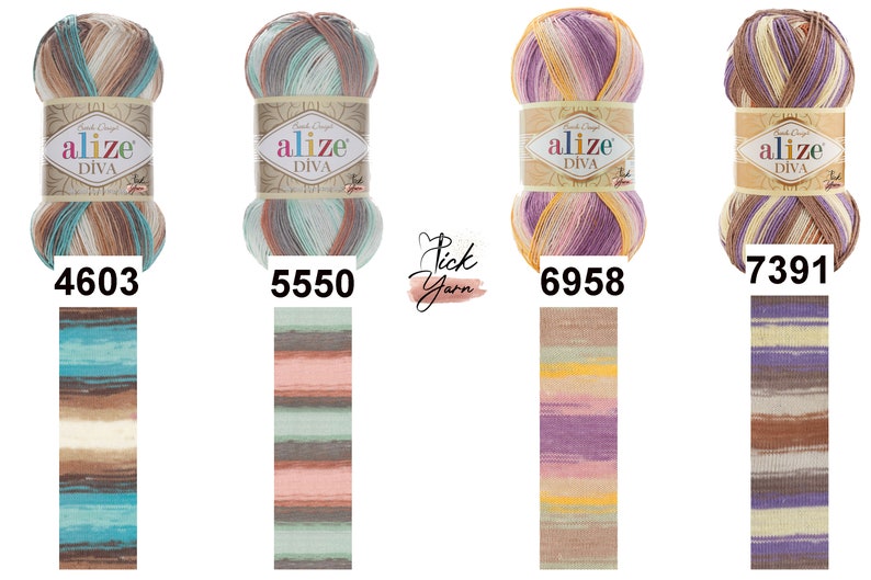 Alize Diva Batik Yarn, Alize Summer Acrylic Bikini Yarn, Amigurumi ...
