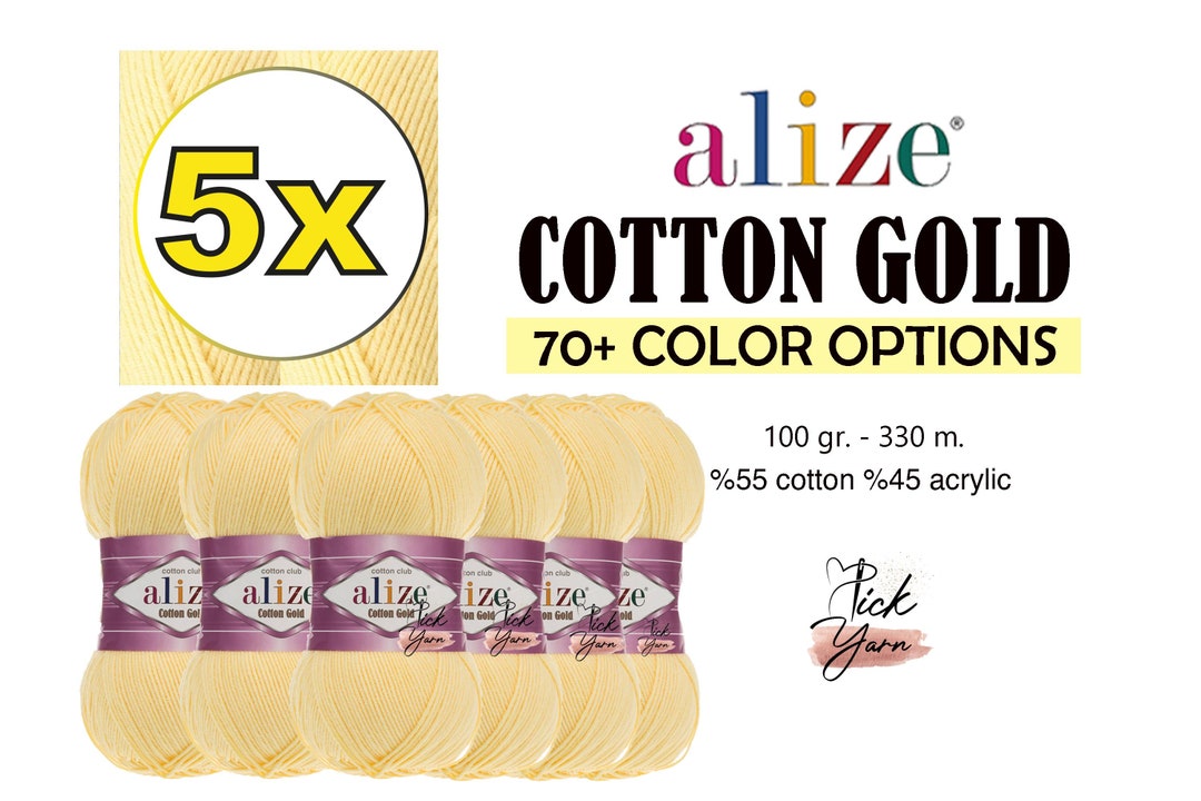 5 SKEINS Alize Cotton Gold Yarn, Alize Crochet Toy Hobby Cotton Soft ...
