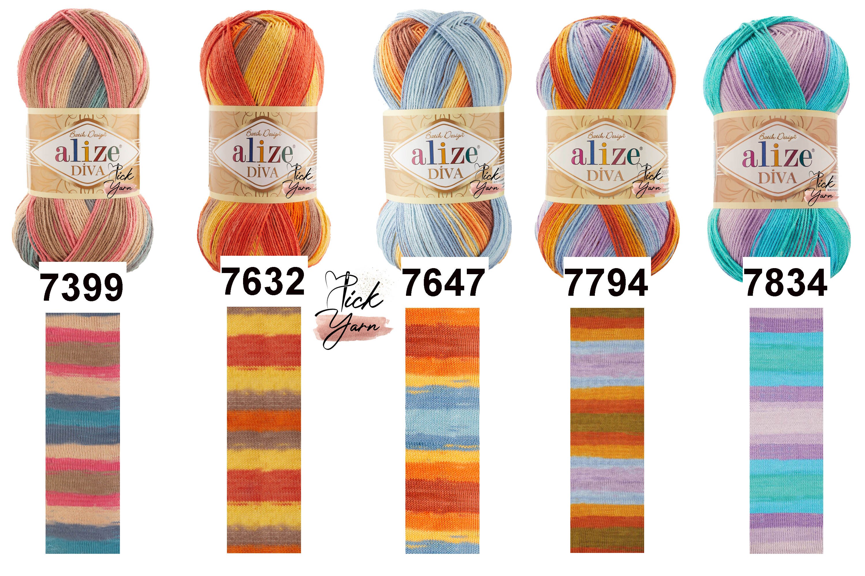 Alize Diva Batik Yarn, Summer Knitting Yarn, Bikini Yarn, Batik Design ...