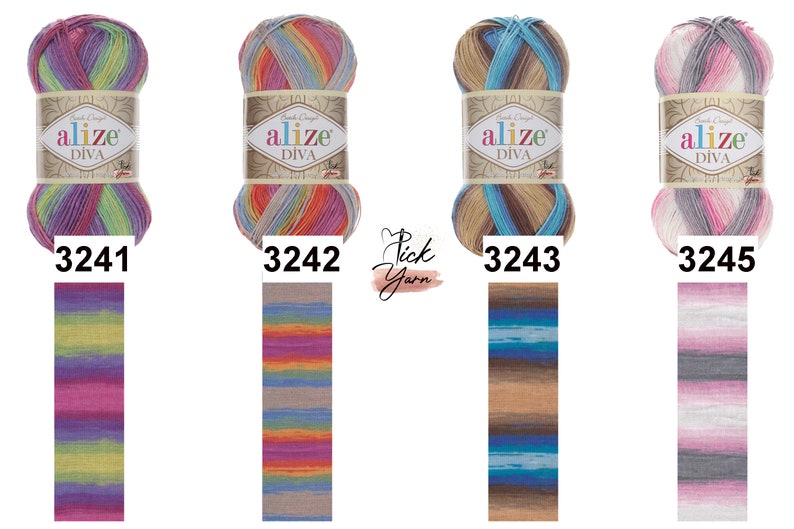 Alize Diva Batik Yarn, Alize Summer Acrylic Bikini Yarn, Amigurumi ...