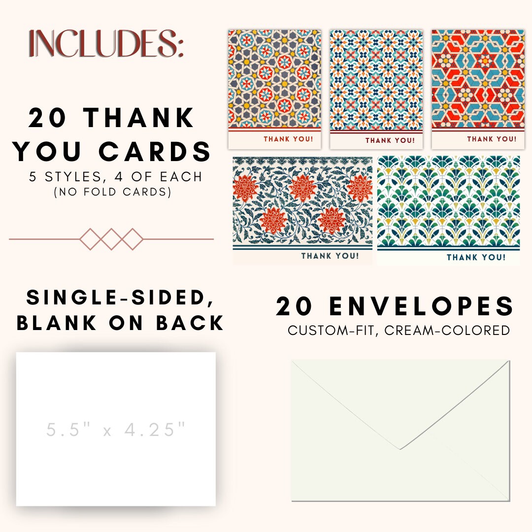 Thank You Cards Set of 20, Unique Designs, Modern Fun Thank You Cards ...