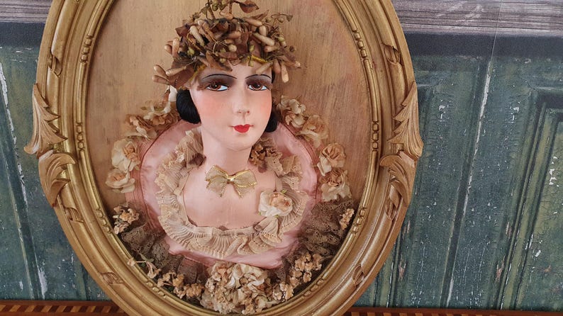 Parlor Doll Circa 1920, Bridal Crown, Lace, Gilt Frame - Etsy