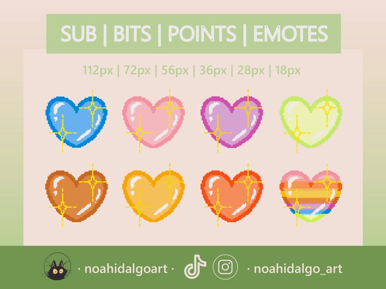 SHINE HEART EMOTES (8) | Twitch | Discord | Youtube | Streaming | Emote ...