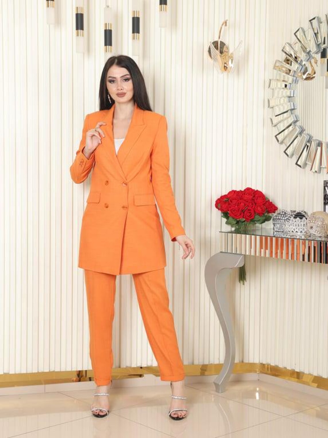 Orange Suits for Women, Business Suit, Women Suit, Orange Pant Suit for ...