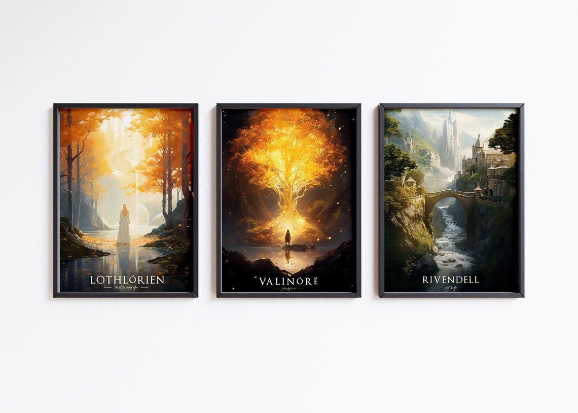 Middle Earth, Elven Kingdoms 3 X Vintage Travel Poster Mega Bundle ...