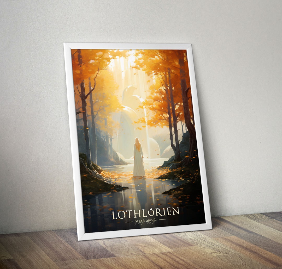 Lothlórien - Vintage Travel Poster - Lord of the Rings , Middle Earth ...