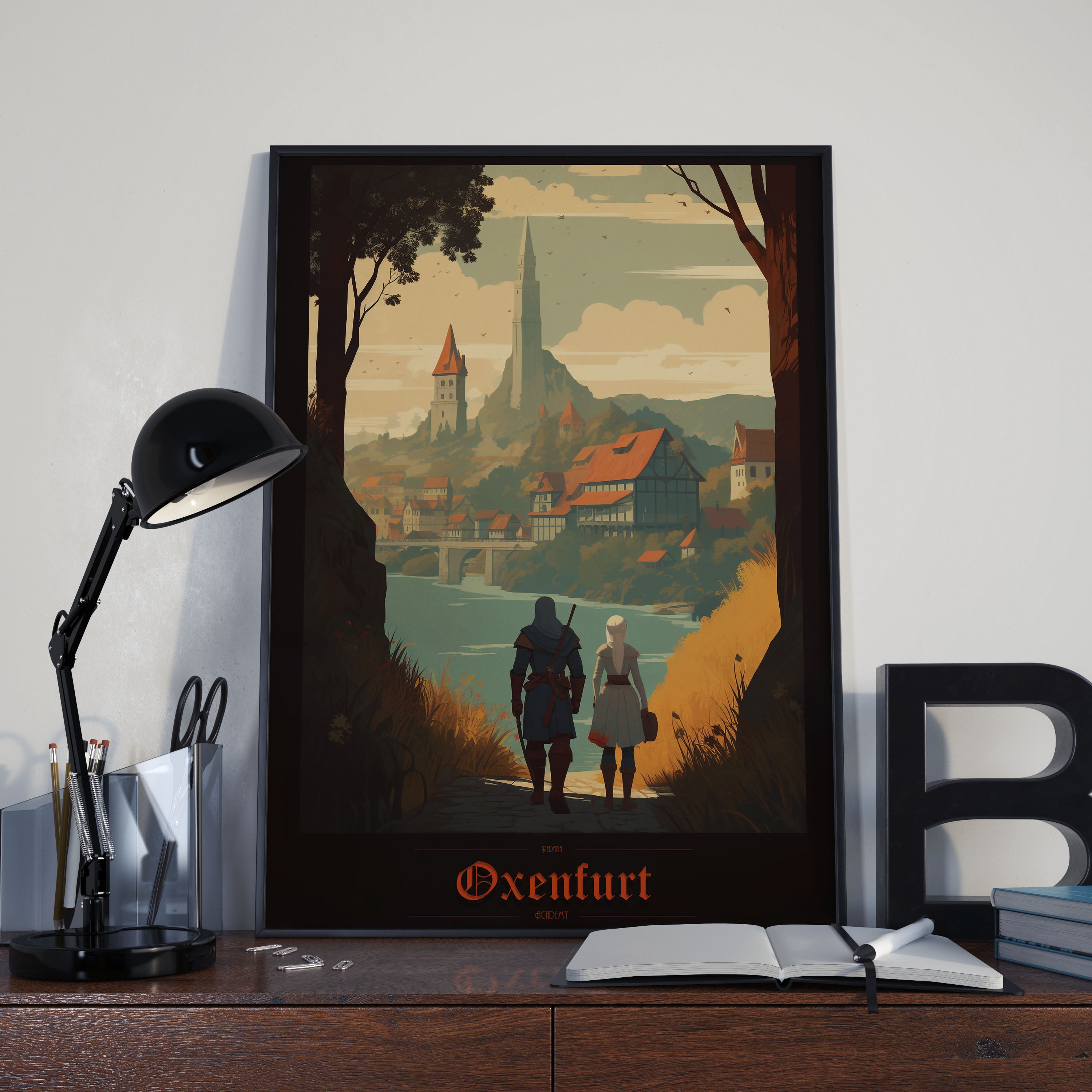 The Witcher Vintage Travel Poster Wild Hunt Oxenfurt Fantasy Fan Wall ...