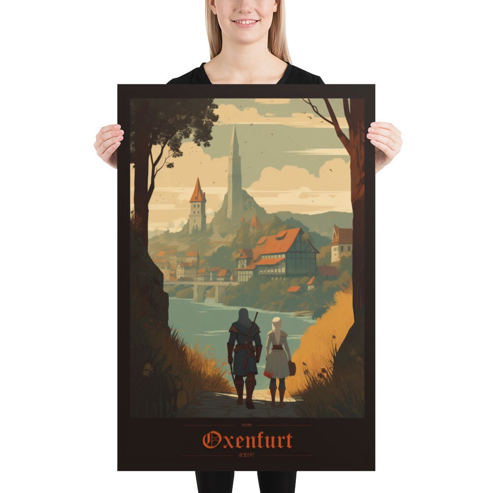 The Witcher Vintage Travel Poster Wild Hunt Oxenfurt Fantasy Fan Wall ...