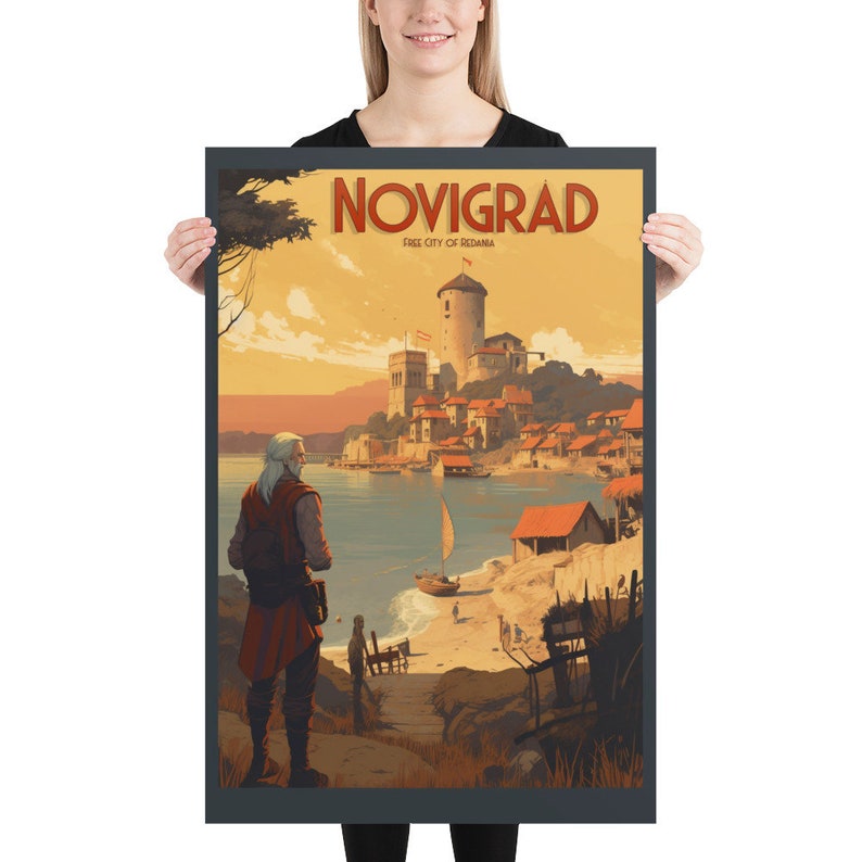 The Witcher Vintage Travel Poster Wild Hunt Novigrad Fantasy Fan Wall ...