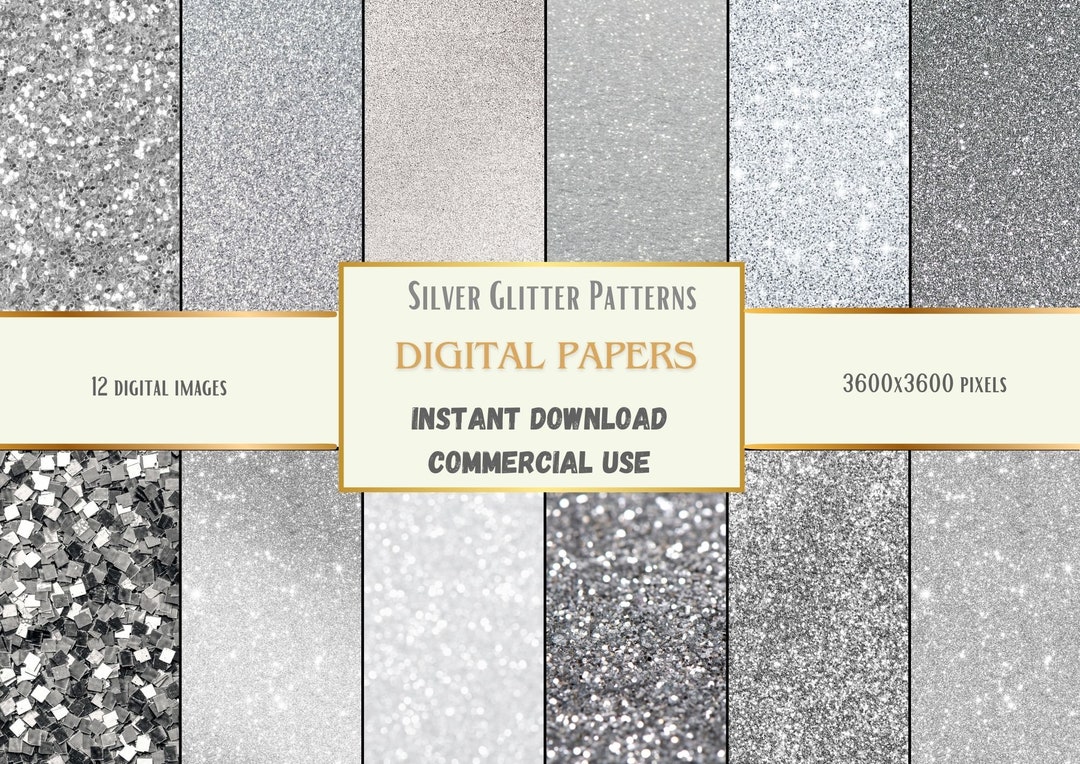 Silver Glitter Patterns Digital Papers Background Patterns - Etsy
