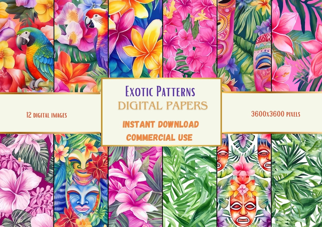 Exotic Design Patterns Digital Papers Background Patterns - Etsy