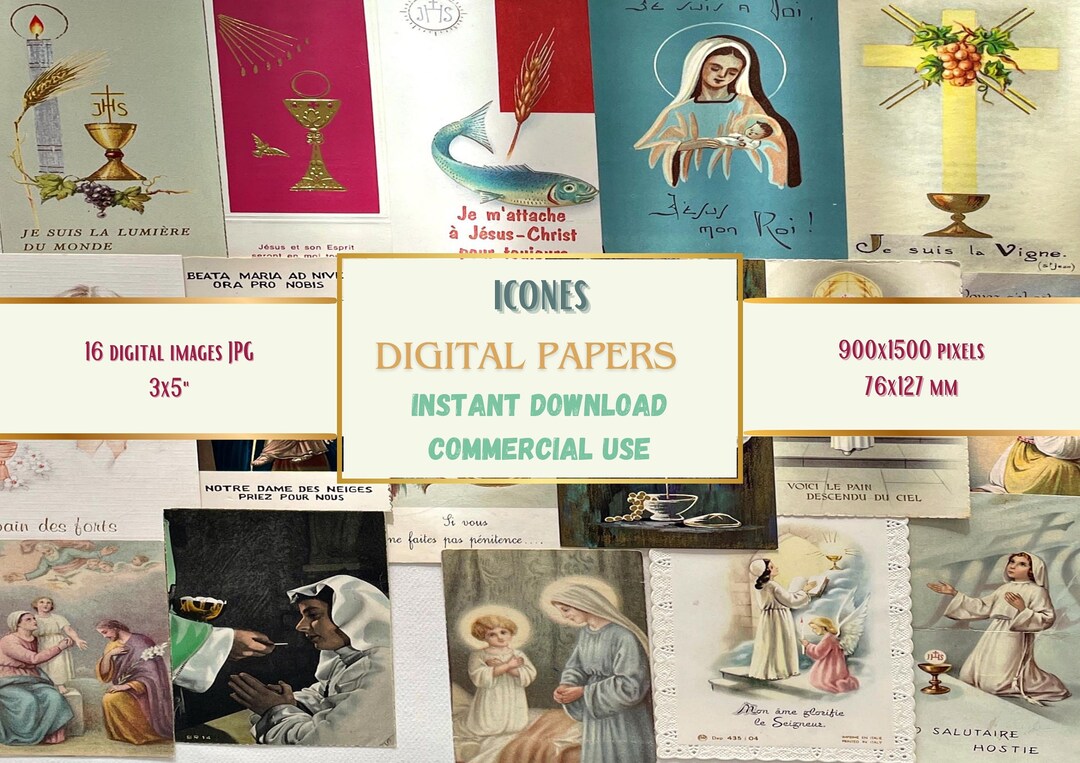 Holy Cards Icons Printable Commercial Use Digital Download Collage ...