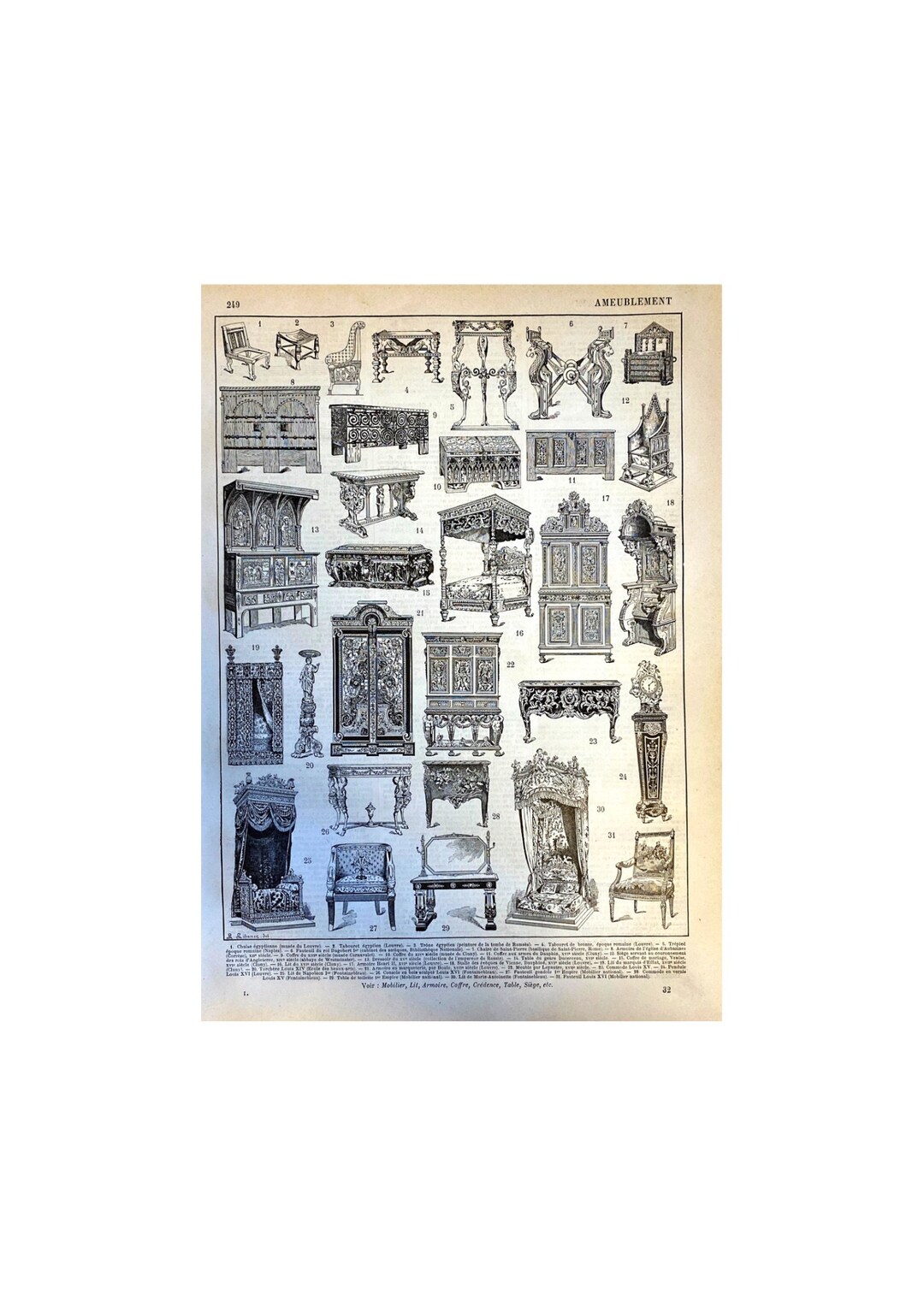 1897 Antique Wall Art Original FURNITURE Printed Image - Etsy