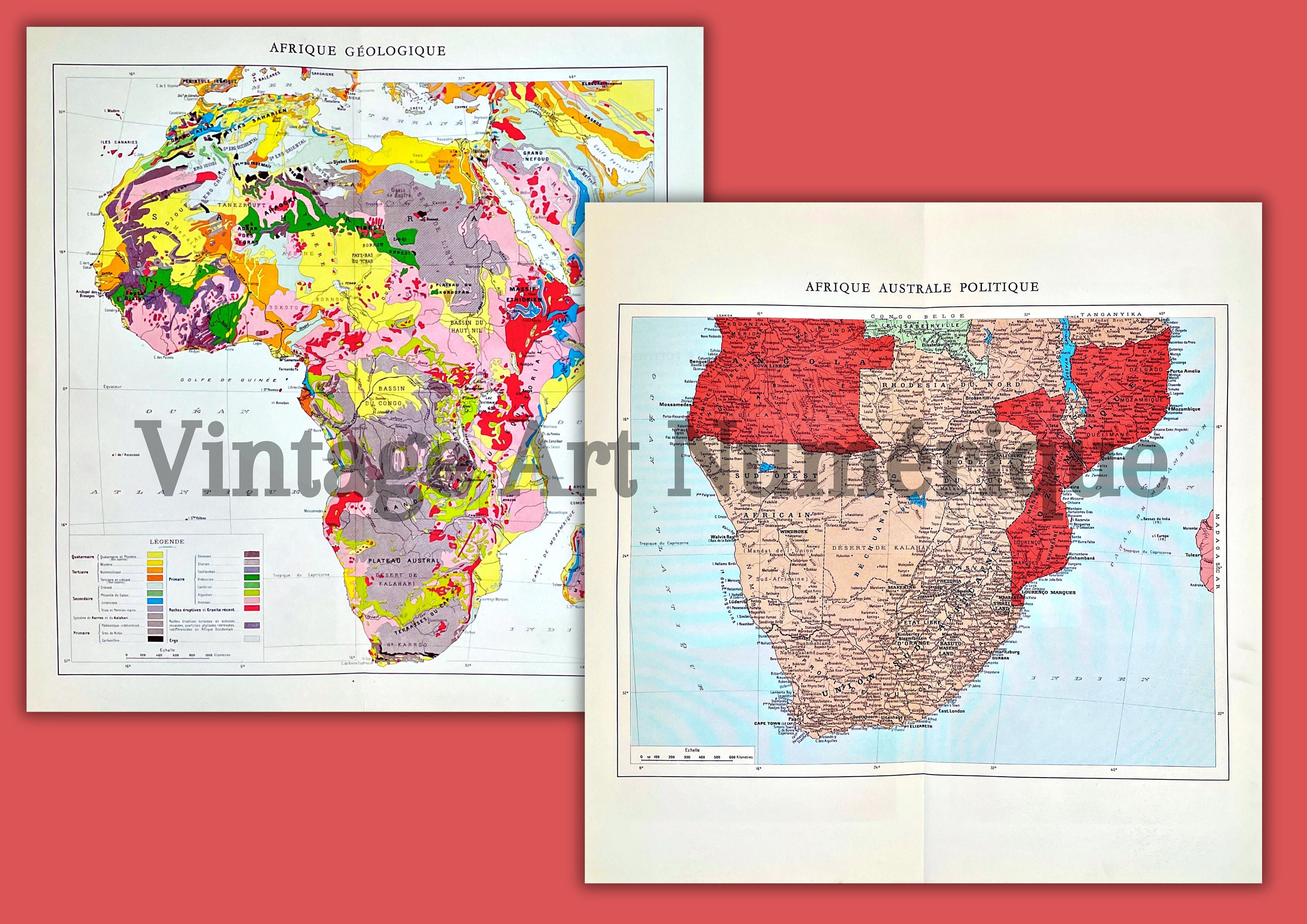 Printable Africa Maps Set of 7 Prints Digital Image Download Physical ...