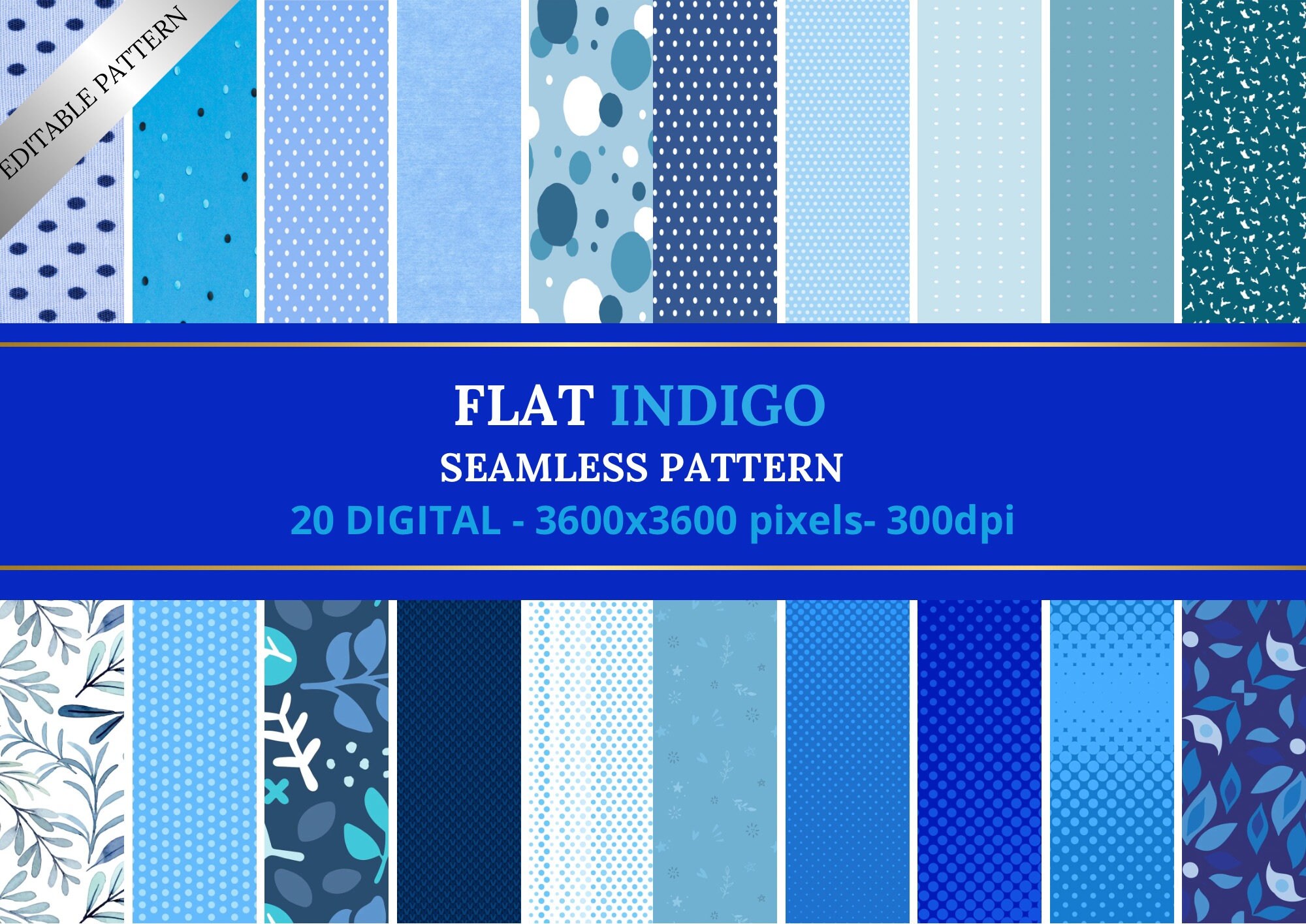 INDIGO Digital Paper, Seamless Background Patterns Instant Download for ...