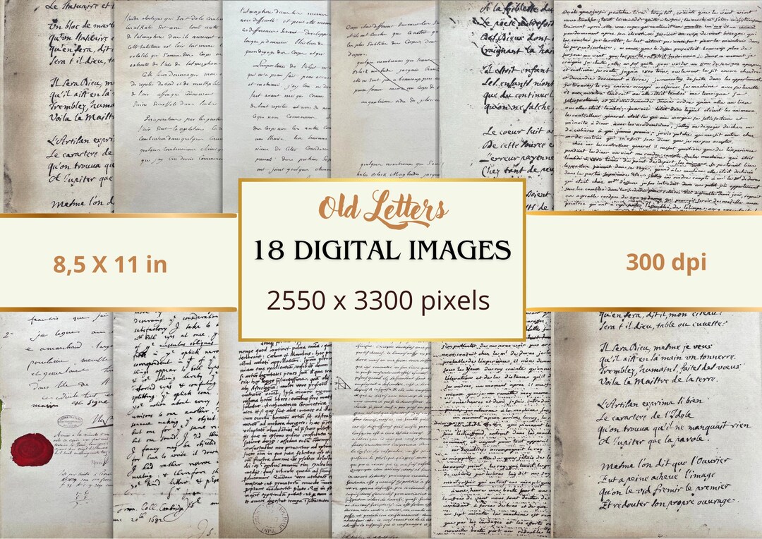 Set of 18 Handwritten Letters 19th Printable Commercial Use Digital ...