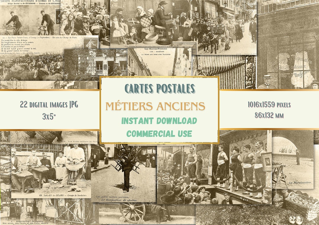 Ancient Professions Postcards Printable Commercial Use Digital Download ...