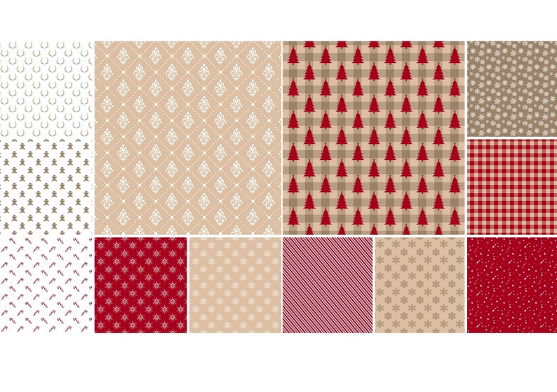 Country Christmas Patterns Digital Papers Background, Seamless Patterns ...