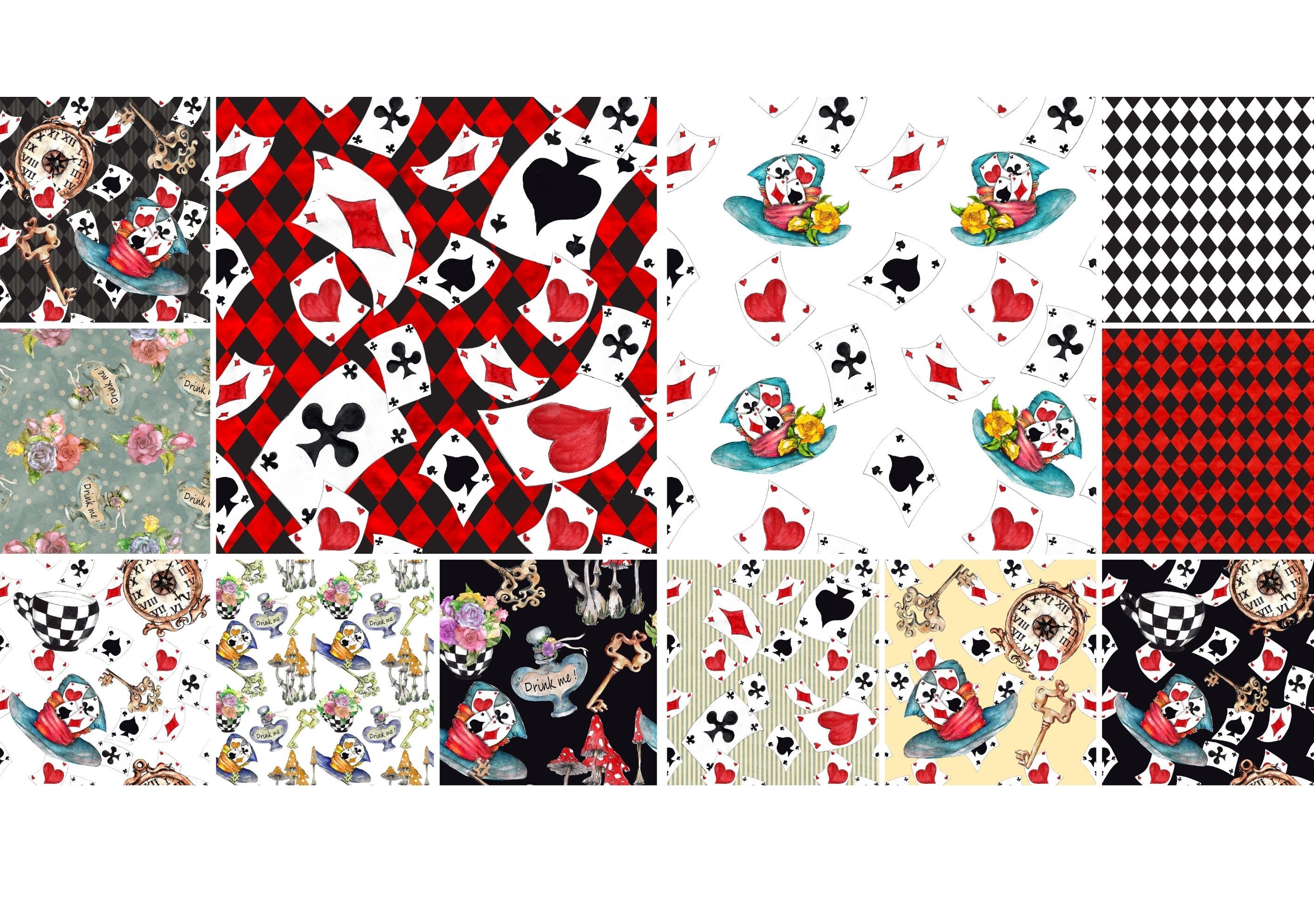 Alice in Wonderland Patterns Digital Papers Background, Seamless ...