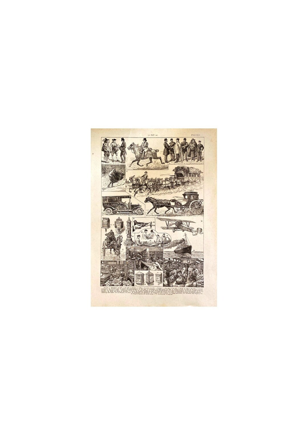 Vintage Decorative Board Posts Printed Image Sheet French Original ...