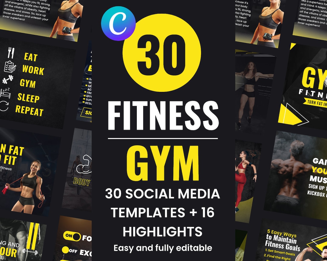 30 Fitness Instagram Post Templates and Stories | Fitness Templates ...