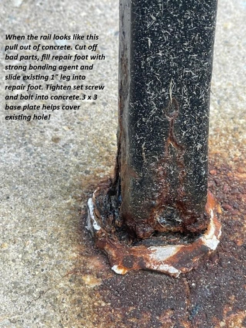 Railing Post Repair Base, 6.5" High, 1" Posts Mounts Black Painted ...
