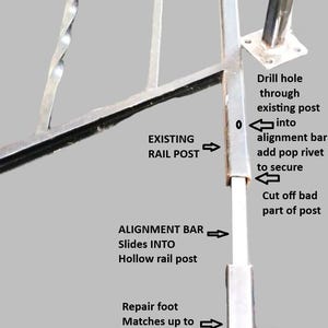 1 1/4" Railing Base Repair Bracket 4" H. Rusted Broken Out Hollow Posts ...