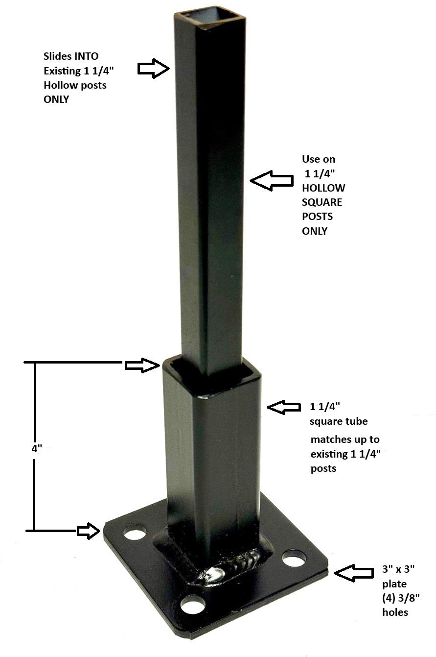 1 1/4" Railing Base Repair Bracket 4" H. Rusted Broken Out Hollow Posts ...