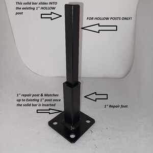 Outdoor Railing Repair 1" Post Mount for 1" Rusty Metal Hollow Rail ...