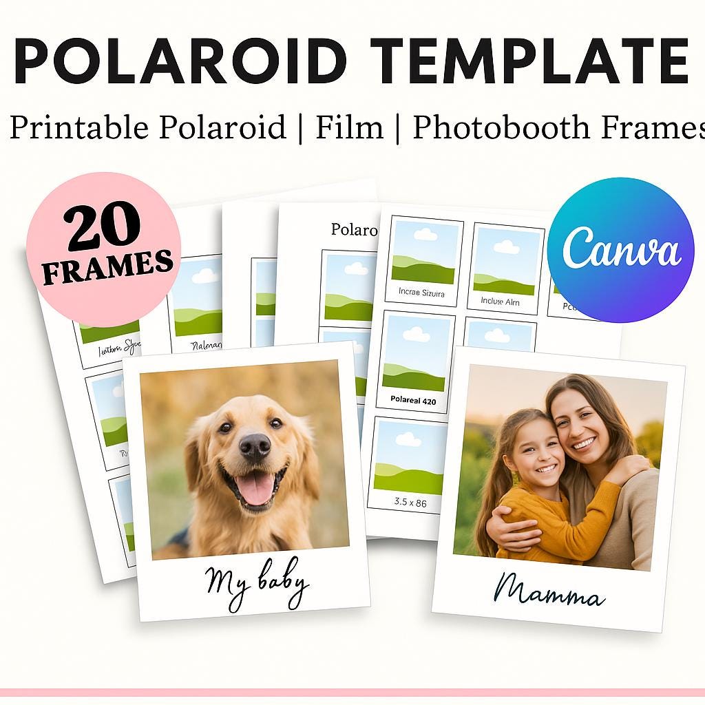 12 Polaroid Frame Template | Printable Film, Fuji Instax Frames | Fully ...