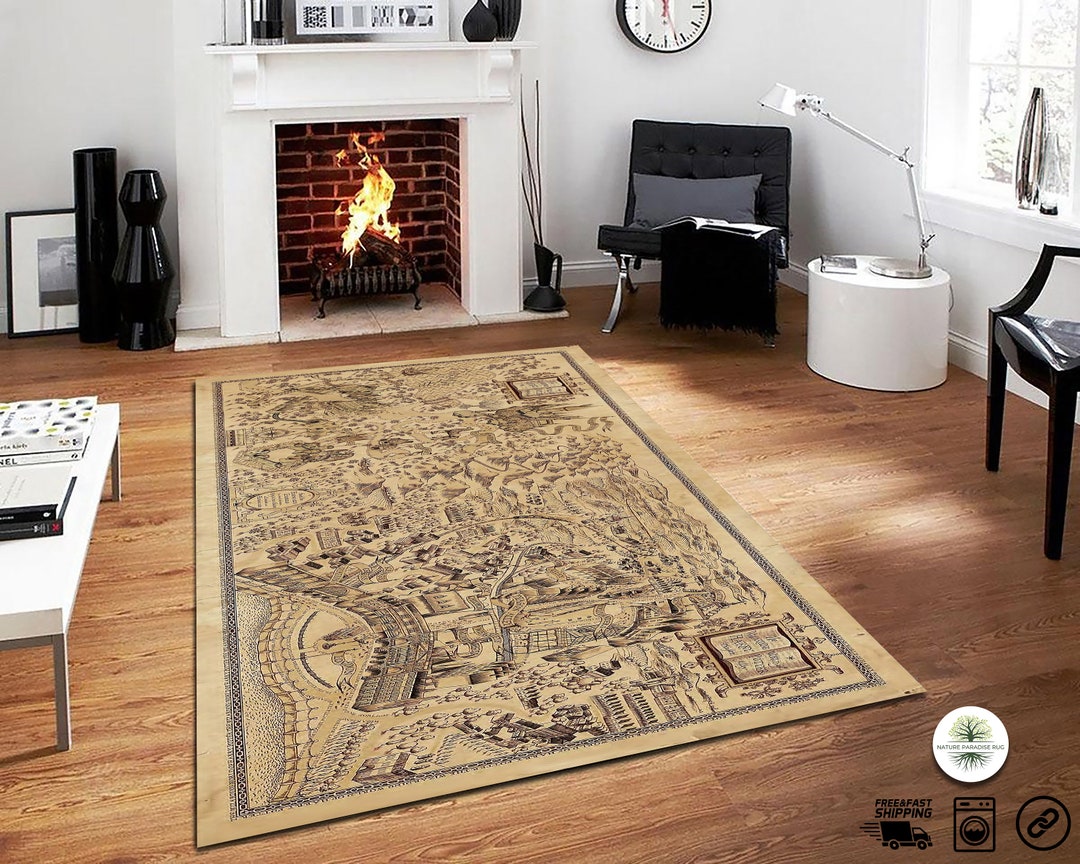 Hogwarts Rug Beige and Red Carpet Living Room Rug Home - Etsy