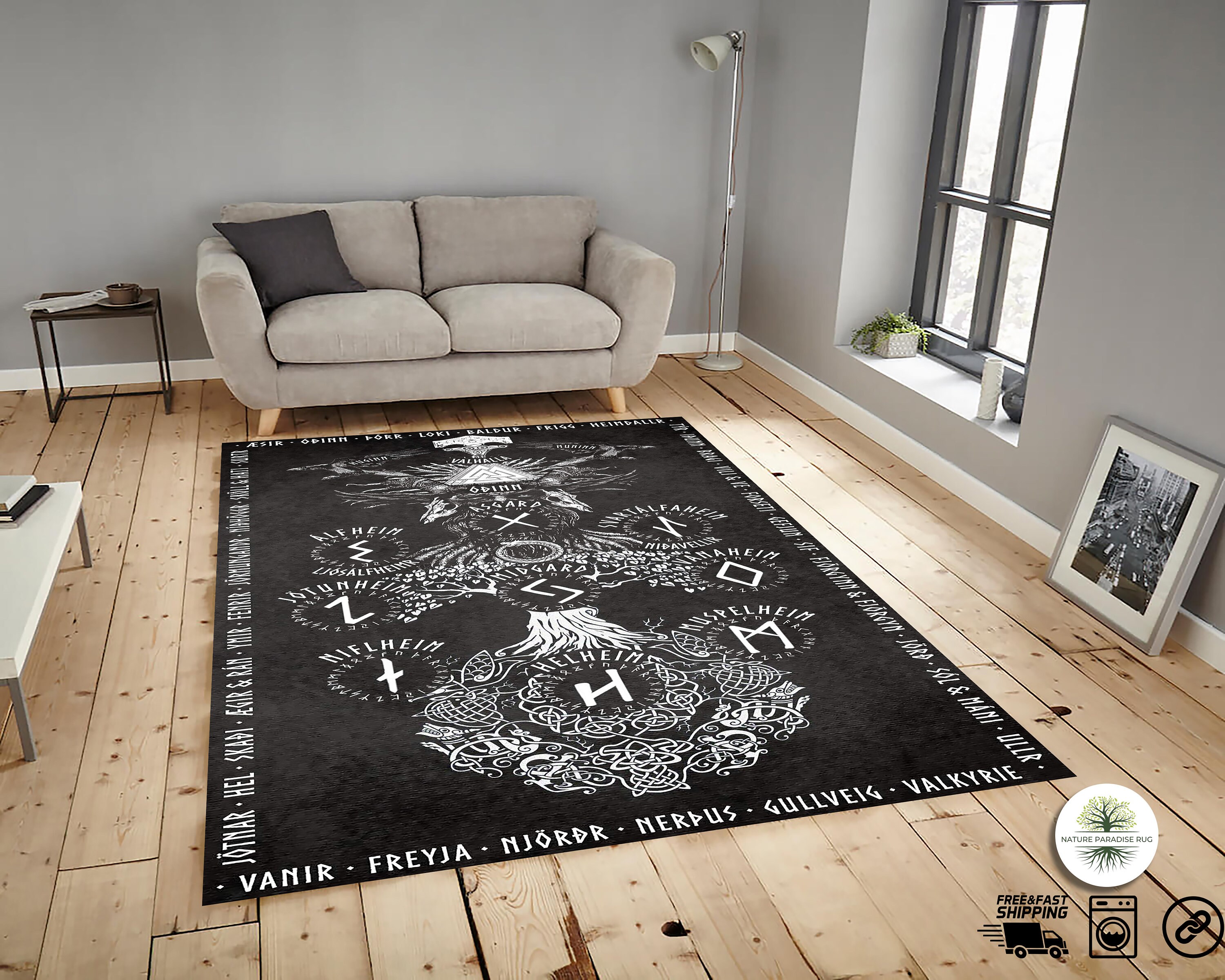 Viking Decor Rug Valknut Norse Pagan Art Valknut Norse Pagan - Etsy