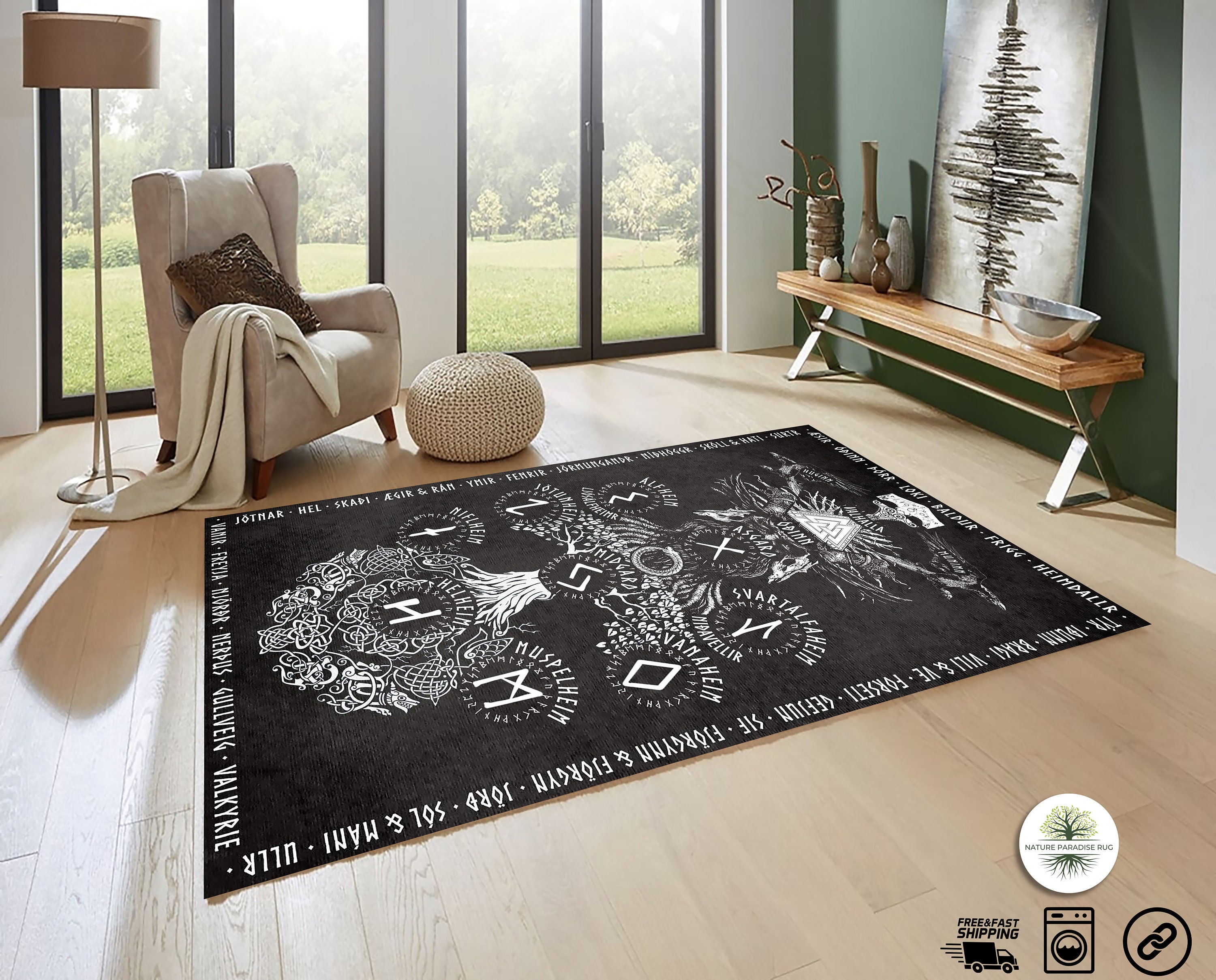 Viking Decor Rug Valknut Norse Pagan Art Valknut Norse Pagan - Etsy