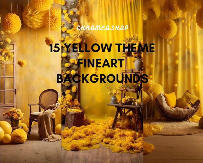 15 Yellow Theme Fineart Backgrounds, Photography Backdrops - Etsy