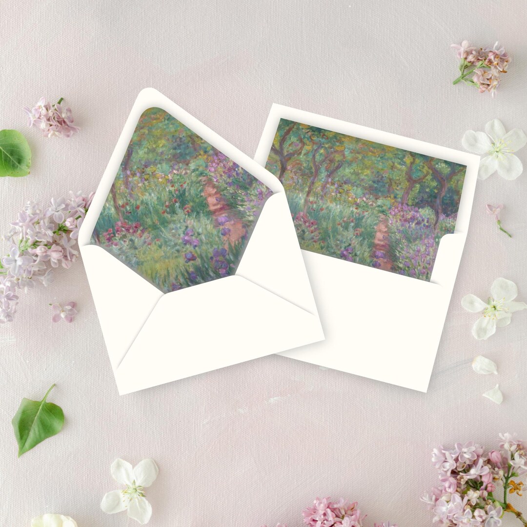 Vintage Garden Landscape Envelope Liner Template | Impressionist Floral ...
