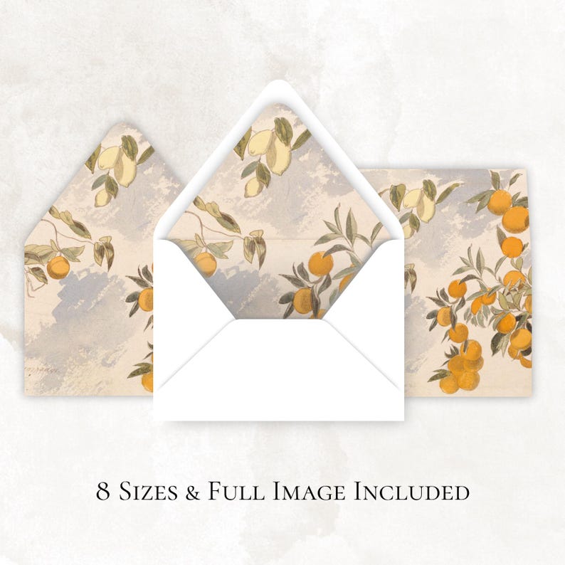 Citrus Grove Envelope Liner Template: Vintage Italian Wedding (digital ...