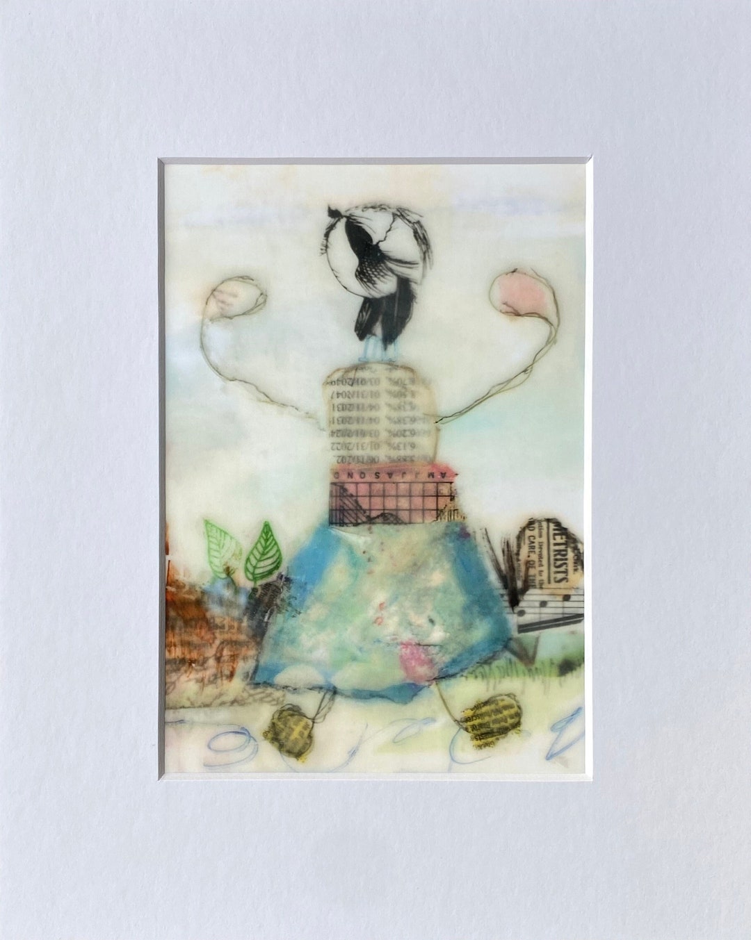 Original Primitive Folk Art Emily the Mighty Girl Fine Art Matted ...
