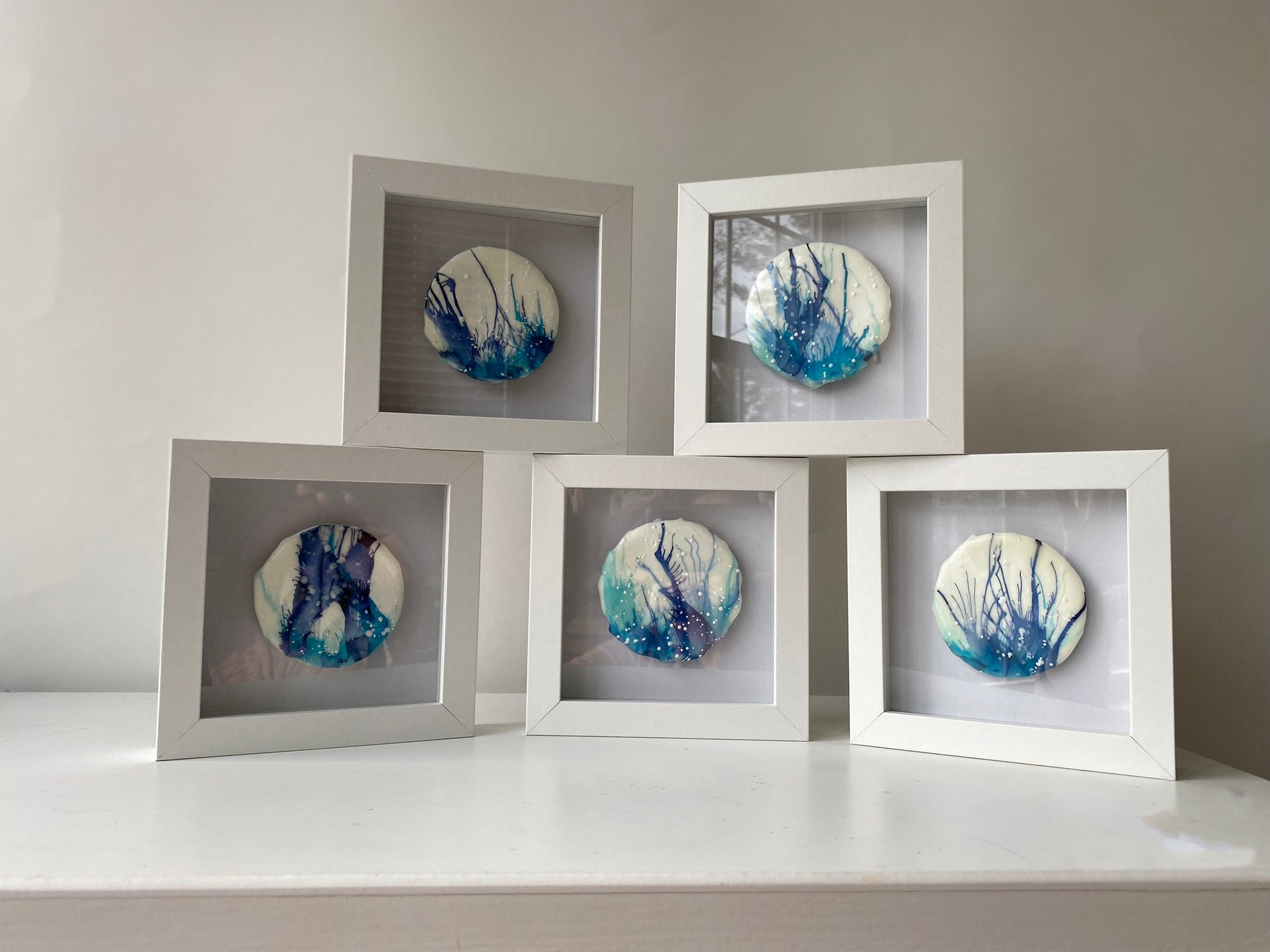 Ocean Waves Shadow Box Art Coastal Chic Wax Painting, Beach House Decor ...
