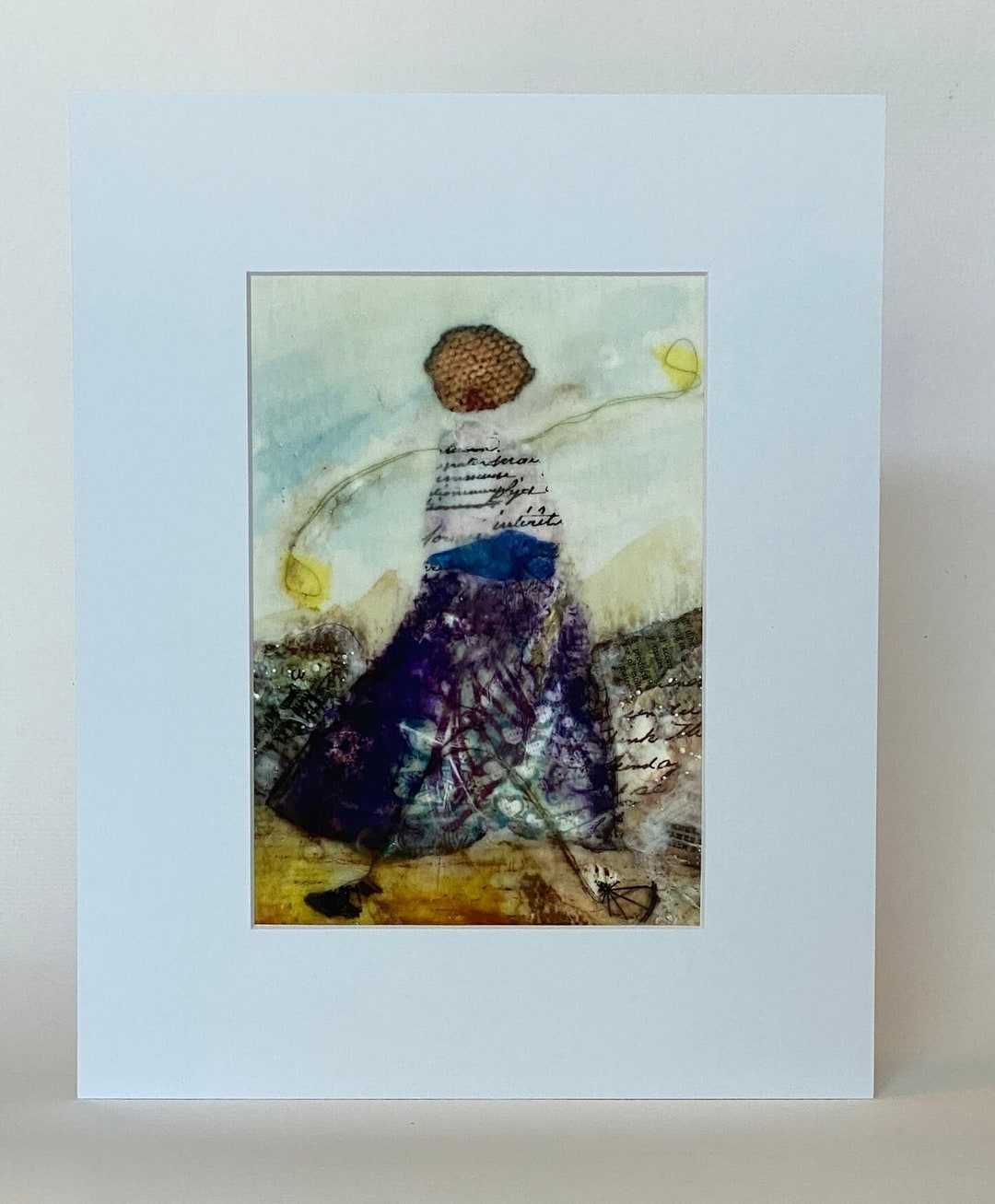 Primitive Folk Art Print, Naive Wall Art, Whimsical Framed and Matted ...