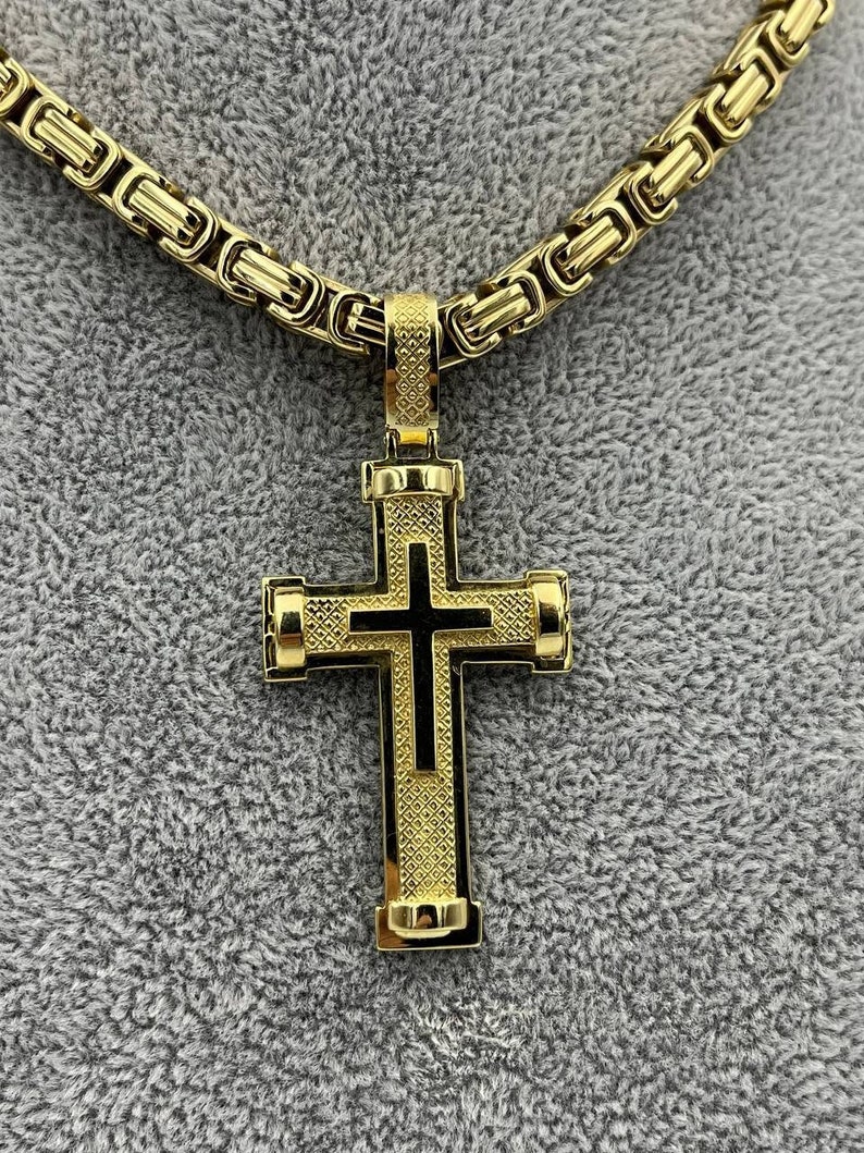 Gold Cross Necklace 14k Gold Cross Pendant For Men Orthodox Cross Necklace 14k Gold Cross For