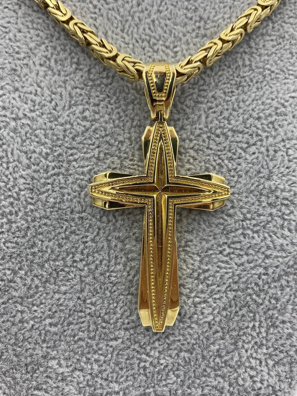 Men's Necklace, 14K Gold Cross Pendant for Men, Thick Gold Cross Chain ...