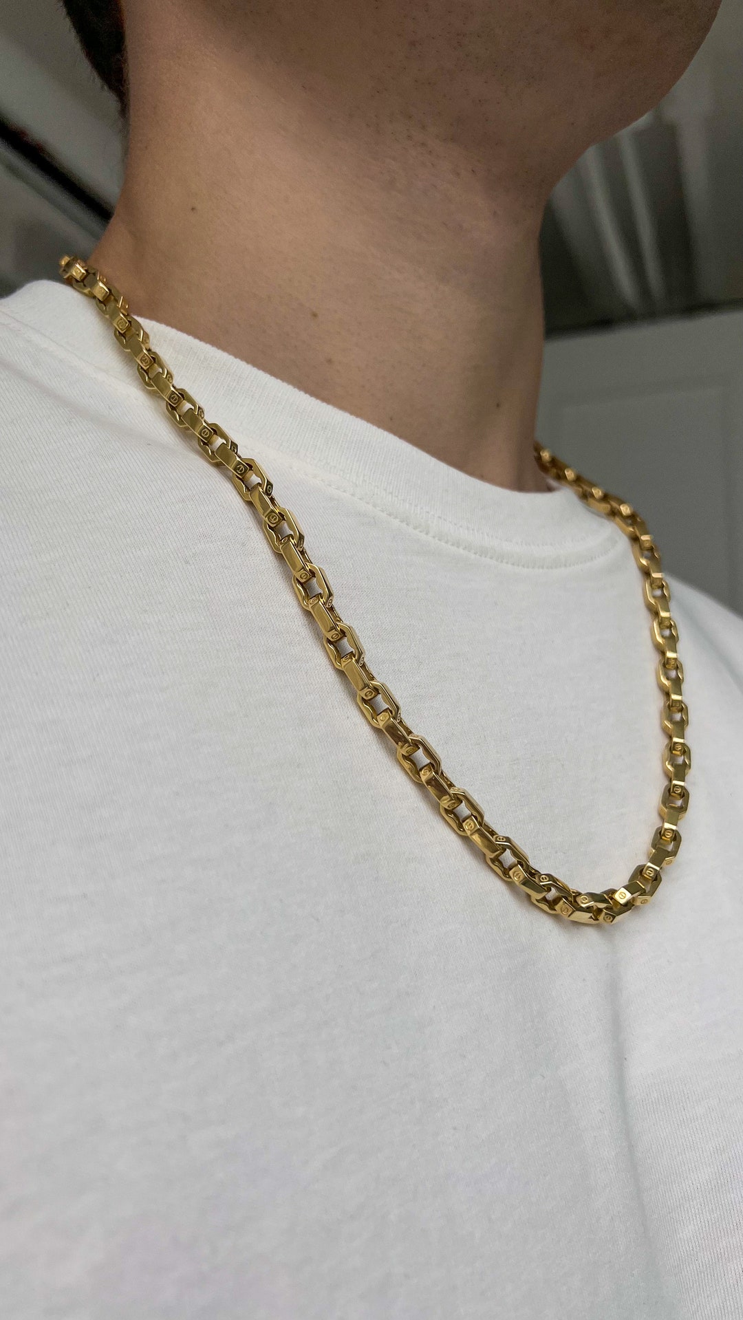 14K Solid Gold Chain Necklace Mens Gold Braided Cable Chain Gift for ...