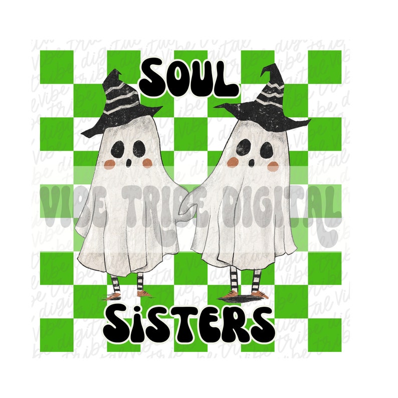 Green Soul Sisters Halloween Ghost PNG File 300 DPI Sibling Besties ...